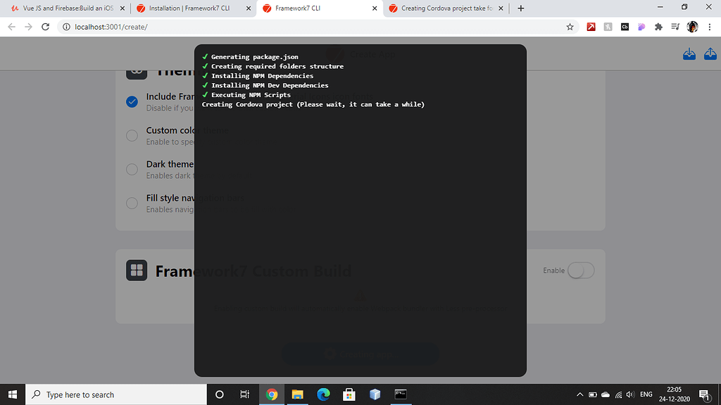 Creating Cordova Project Please Wait It Can Take A While Questions Framework7 Forum